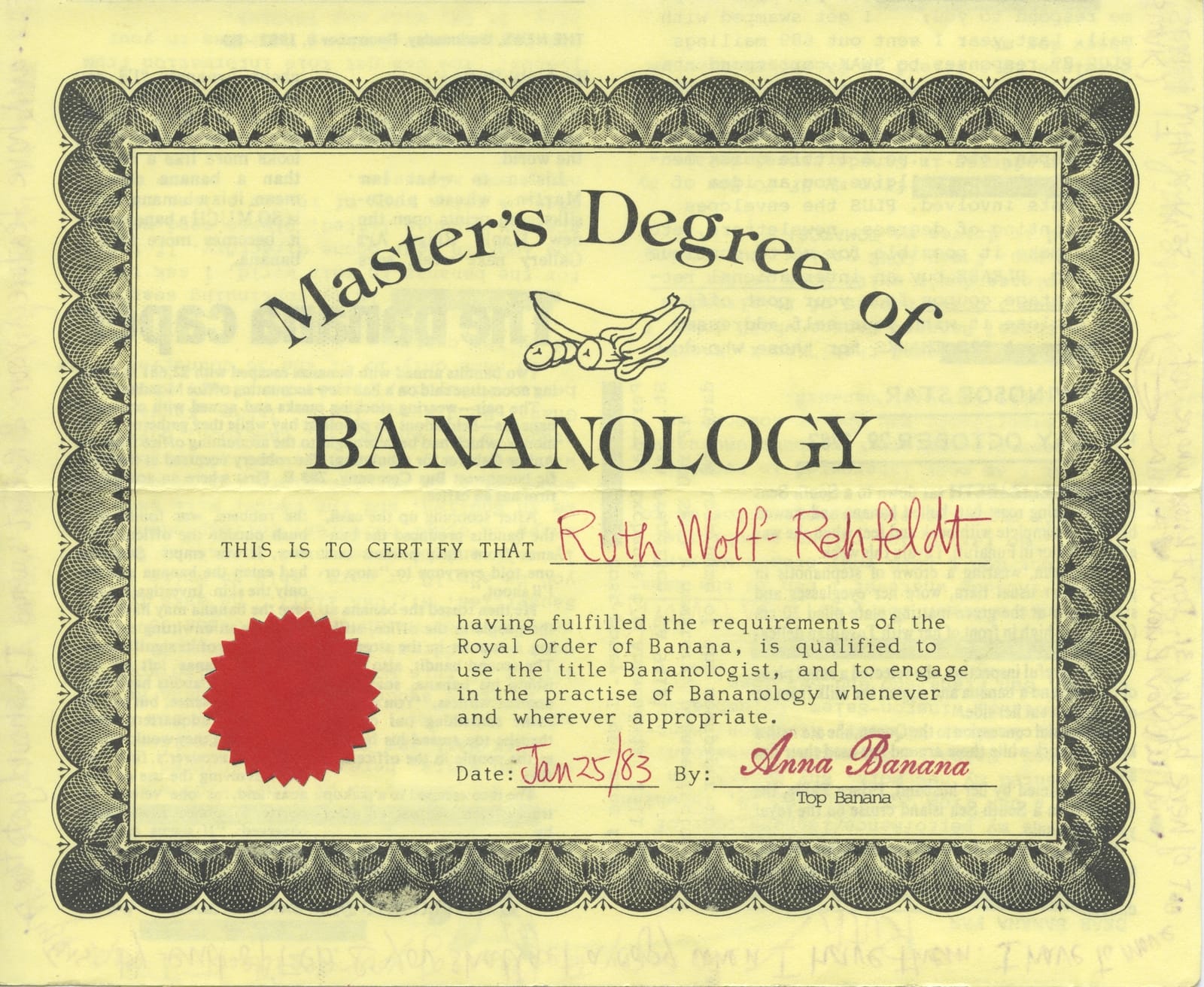 Mail Art Pioneer Anna Banana Dies at 84